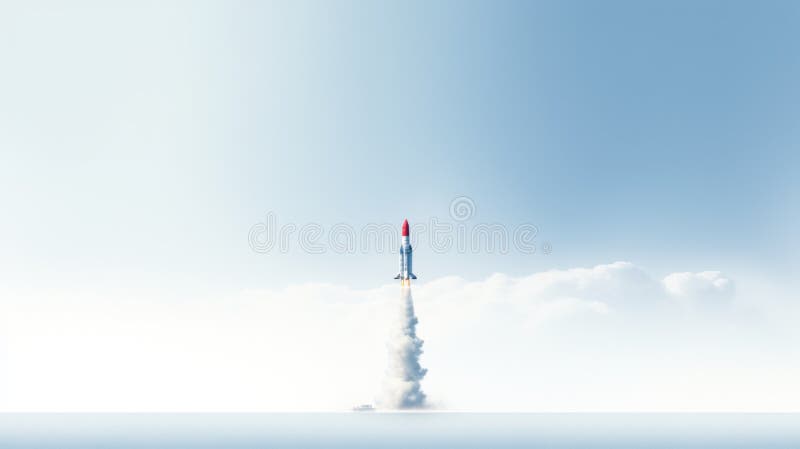A Rocket is Flying into the Sky with Clouds in Front, AI Stock ...