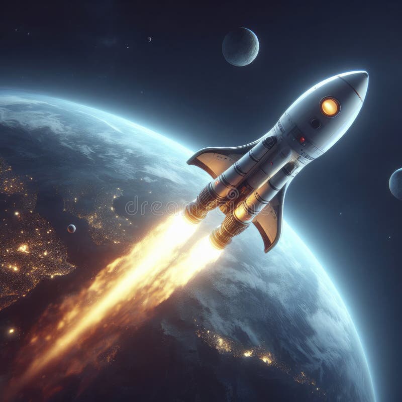 Rocket Flying into Space. Ai Generative Stock Illustration ...