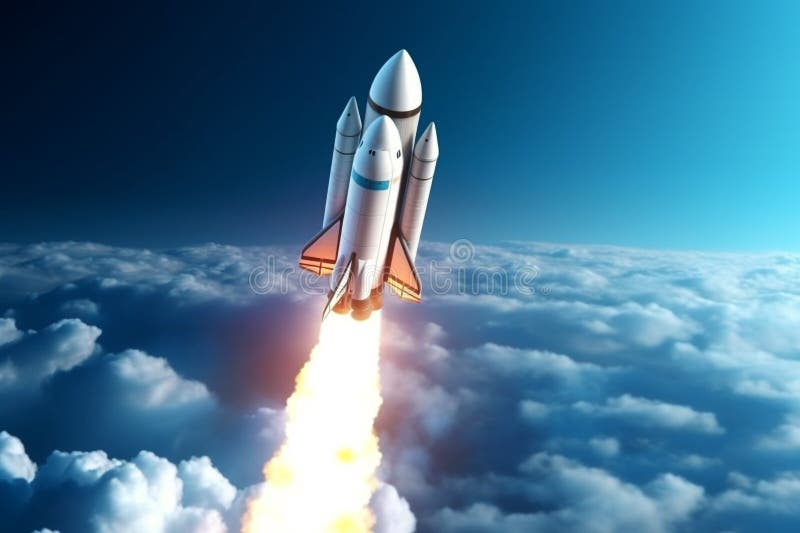 Rocket Flying in Space Generative Ai Stock Illustration - Illustration ...