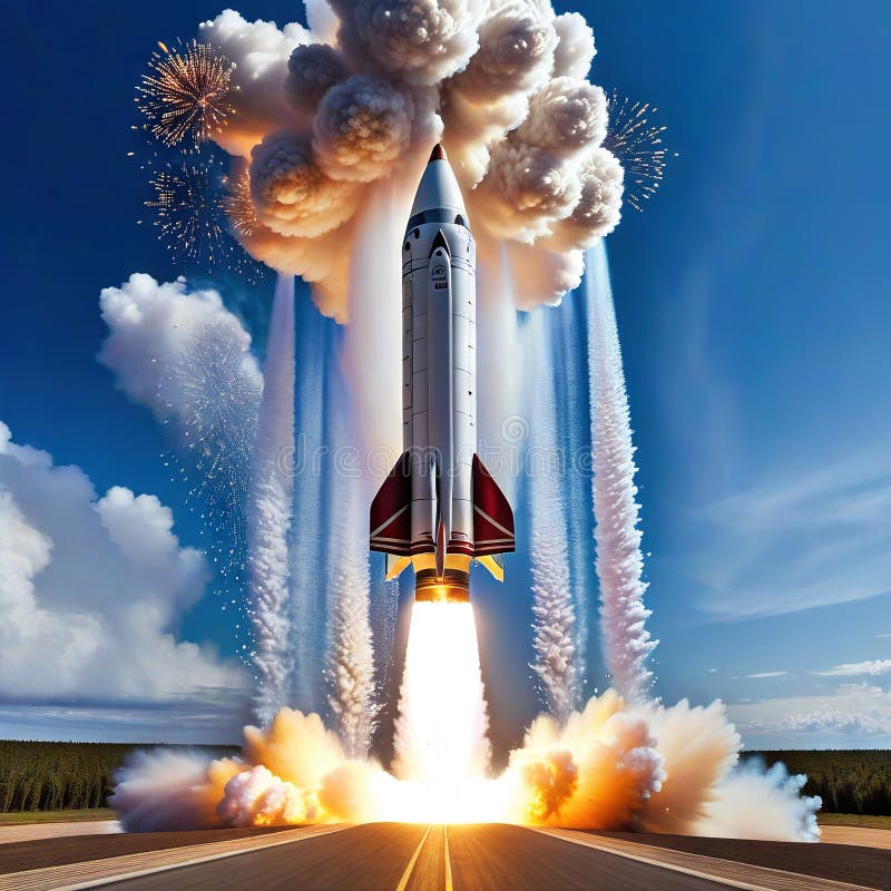 A Rocket is Flying through Ther with Its Wheels Out and it is Exploding ...