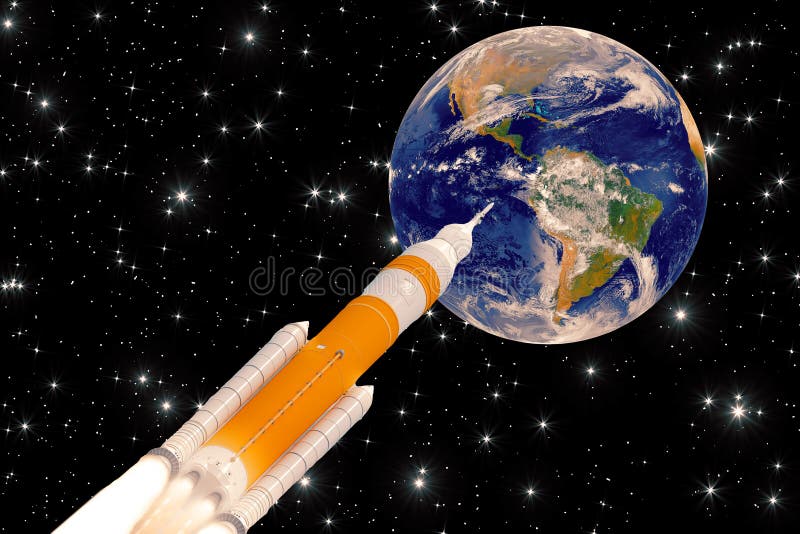 A Rocket Flying To the Earth.the Elements of this Image Furnished by ...