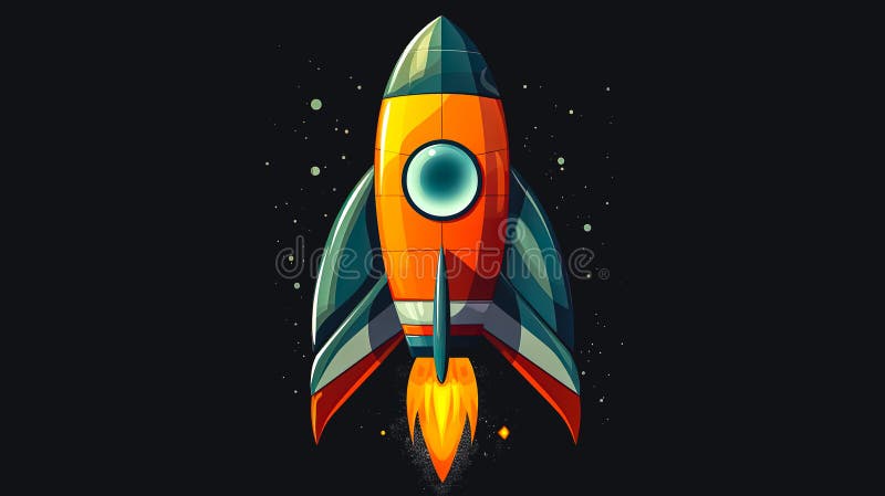 Rocket Flying Up on a Black Background, Generative AI. Stock ...