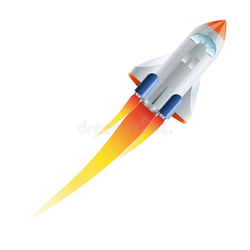 Rocket Flying with White Background Stock Vector - Illustration of ...