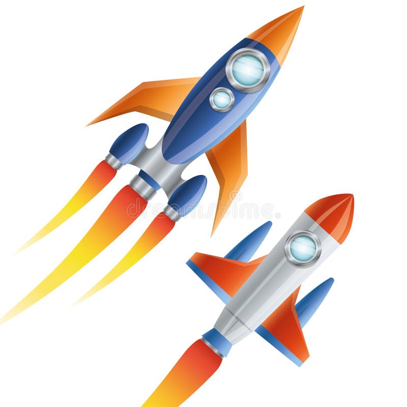 Rocket Flying with White Background Stock Vector - Illustration of ...