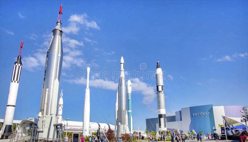 The Rocket Garden at Kennedy Space Center Editorial Stock Image - Image ...