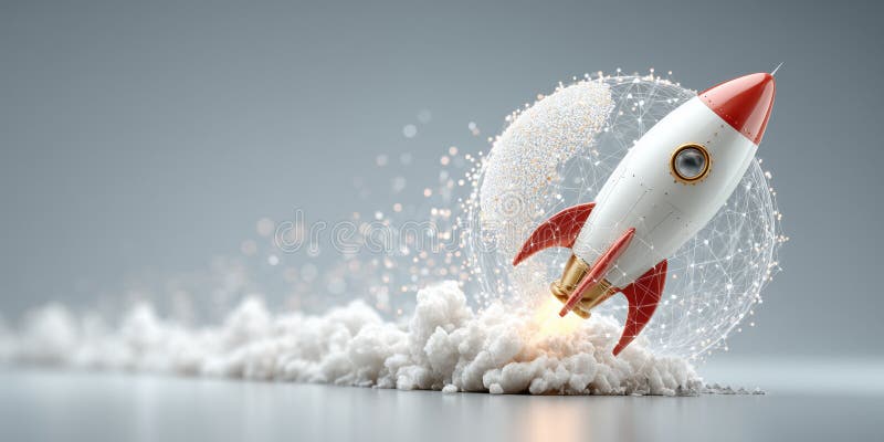 Rocket Globe Flying Sleek Design Express Dynamic Futuristic Technology ...