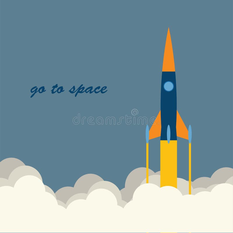 Rocket Go To Space, Vector Illustration Stock Vector - Illustration of ...