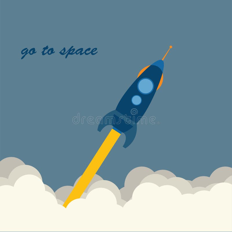 Rocket Go To Space, Vector Illustration Stock Vector - Illustration of ...