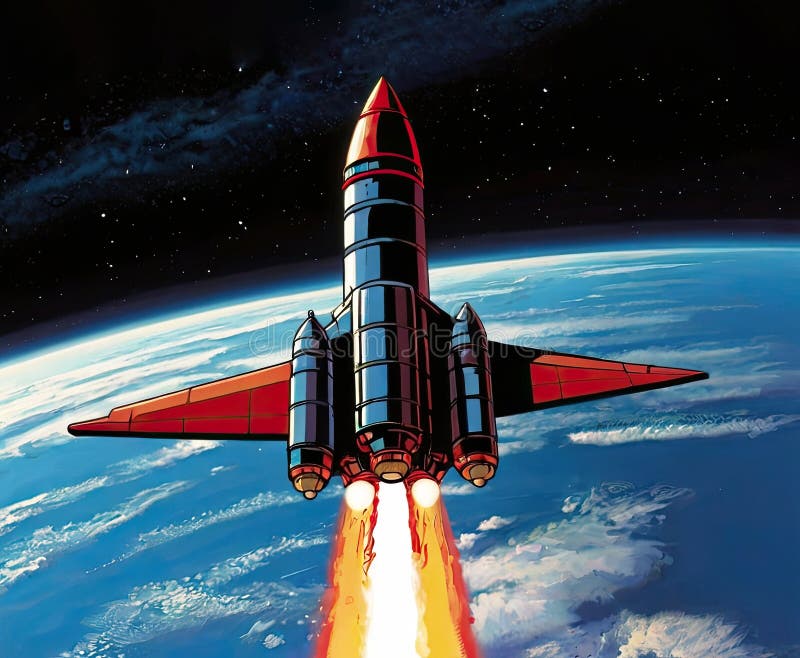 Rocket Going from Earth To Space Stock Photo - Image of spaceship ...