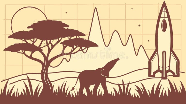 Rocket with Graph and Deer, Abstract Scientific Nature Vector, Vector ...