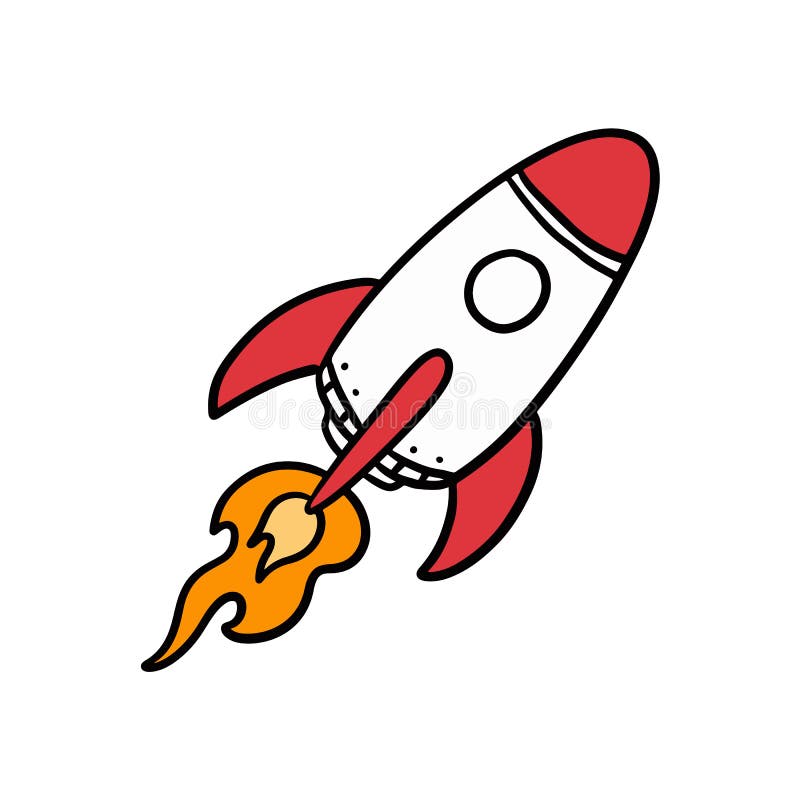 Rocket Hand Drawn. Simple and Cute Illustrations in Vector Design Stock ...