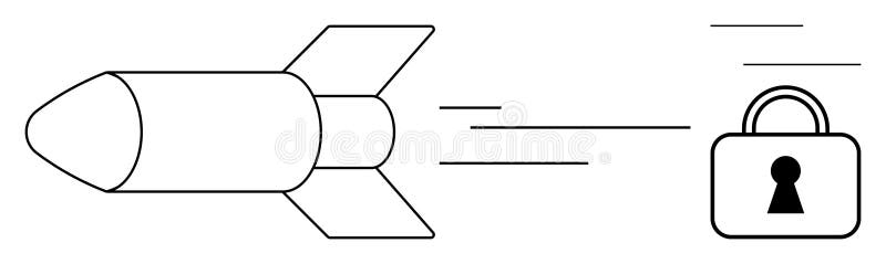 Rocket Heading Toward Padlock Symbolizing Cybersecurity and Speed in ...