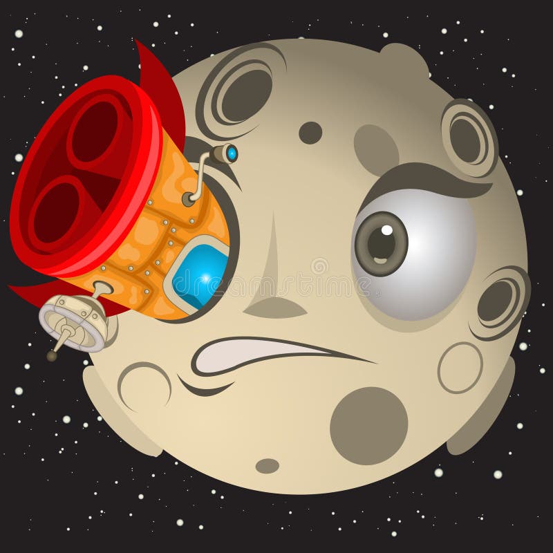 Rocket hit the moon stock vector. Illustration of landing - 71305185