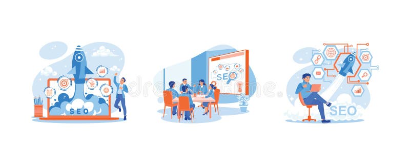 The Rocket Icon Appears on the Screen. SEO Web Optimization. Analyze ...