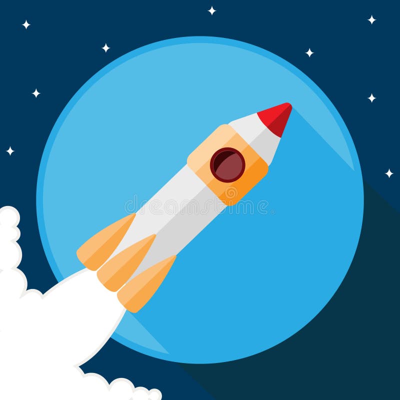 Rocket Icon, Blue Background, Vector Stock Vector - Illustration of ...