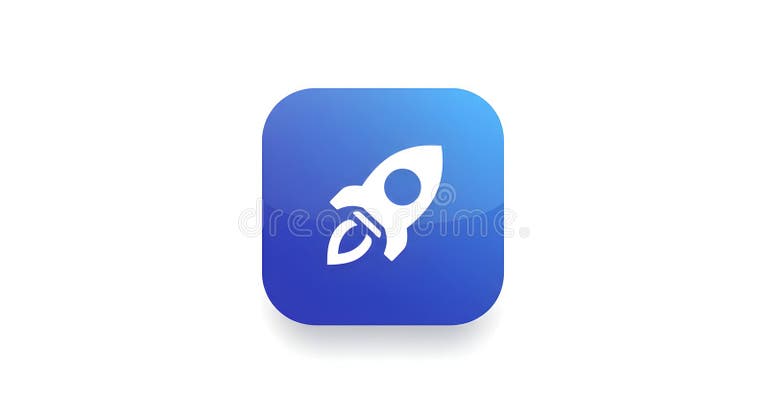 Rocket Icon on Blue Gradient Square Button for Application Stock ...