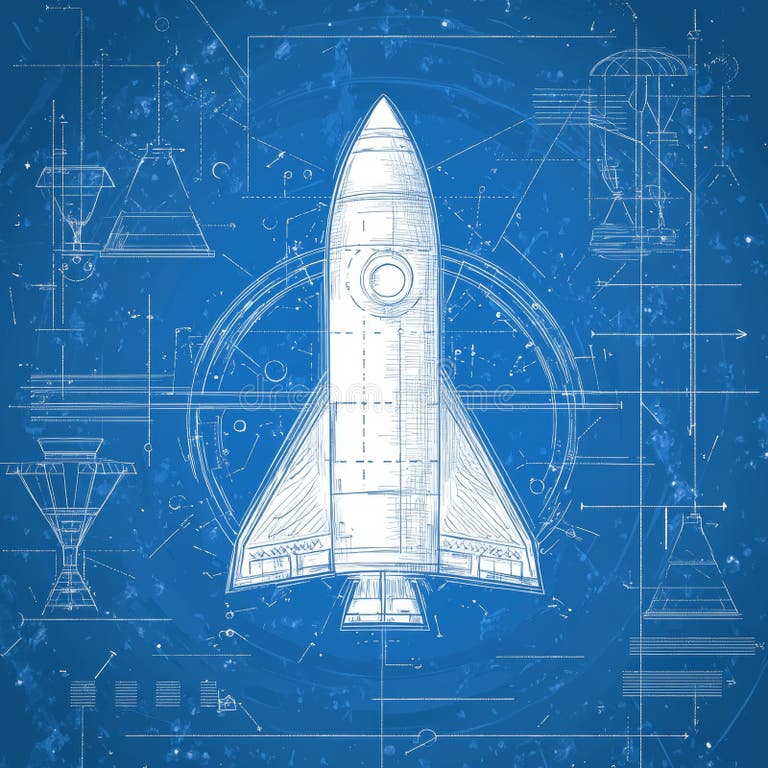 Rocket Icon on Blue Technical Background. Vector Illustration. Eps 10 ...