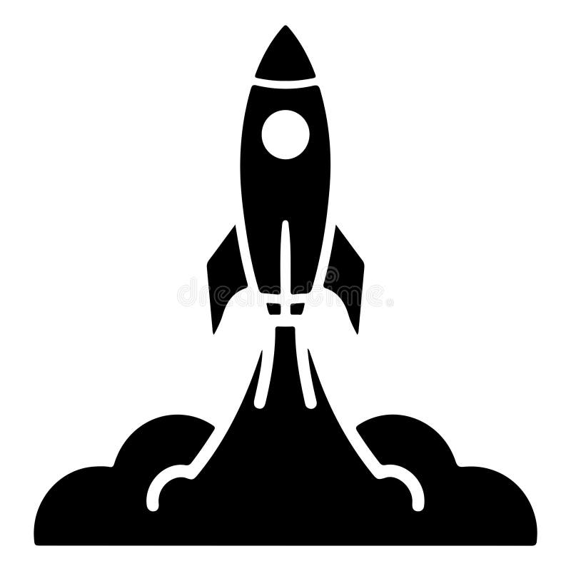 Rocket Icon Design Silhouette Vector Art Illustrations on a White ...