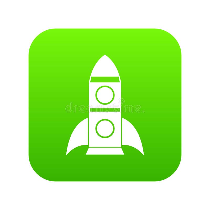 Rocket icon digital green stock vector. Illustration of planet - 115871463