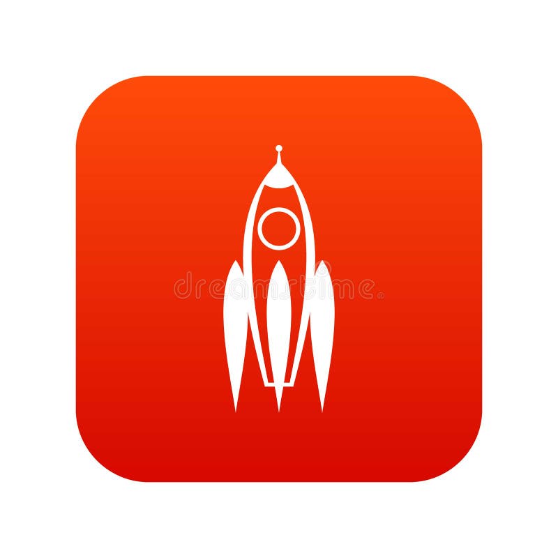 Rocket icon digital red stock vector. Illustration of science - 100208763