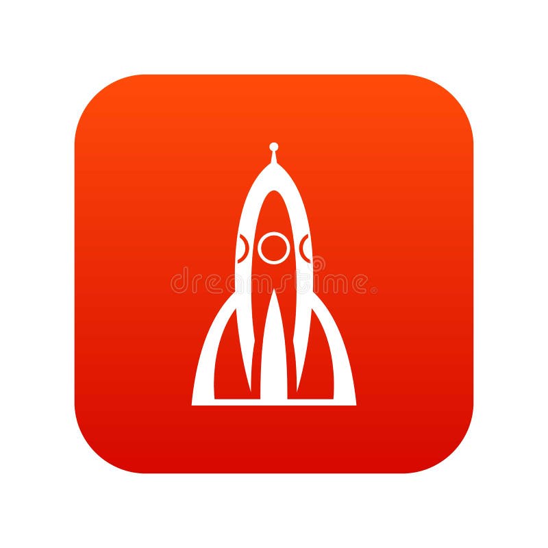 Rocket icon digital red stock vector. Illustration of object - 100209520