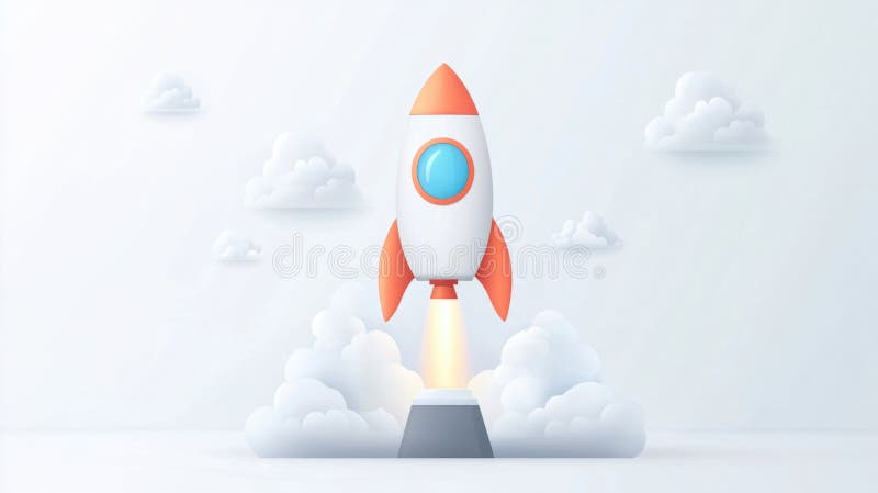 Rocket Icon, Eye-catching Flat Design of a Cheerful Rocket with Large ...