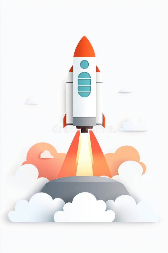 Rocket Icon, Eye-catching Flat Design of a Cheerful Rocket with Large ...