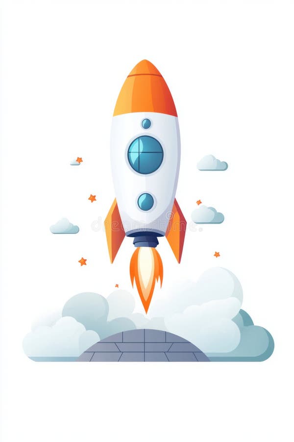 Rocket Icon, Eye-catching Flat Design of a Cheerful Rocket with Large ...