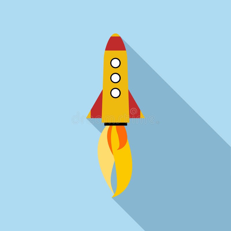 Rocket icon, flat style stock vector. Illustration of planet - 81299812