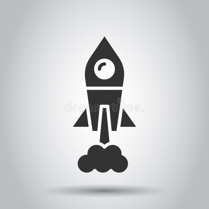 Rocket Icon in Flat Style. Spaceship Launch Vector Illustration on ...