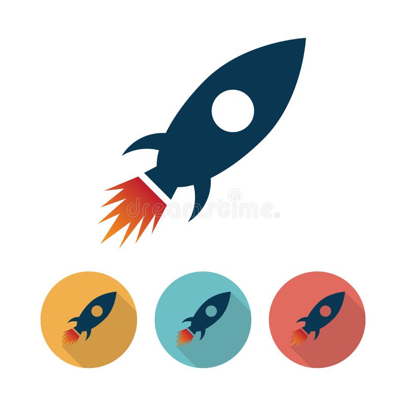 Rocket Icon Logo Vector Simple Flat Blue Orange Stock Vector ...