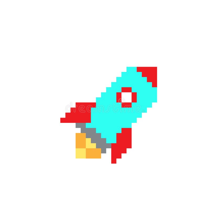 Rocket Icon in Retro Game Style Stock Vector - Illustration of launch ...