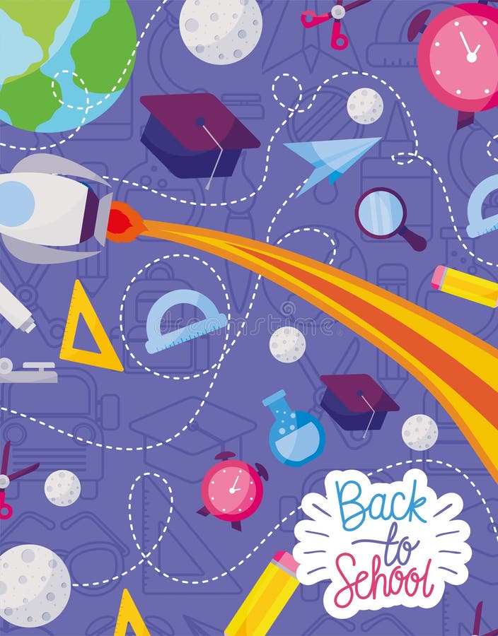 Rocket and Icon Set of Back To School Vector Design Stock Vector ...
