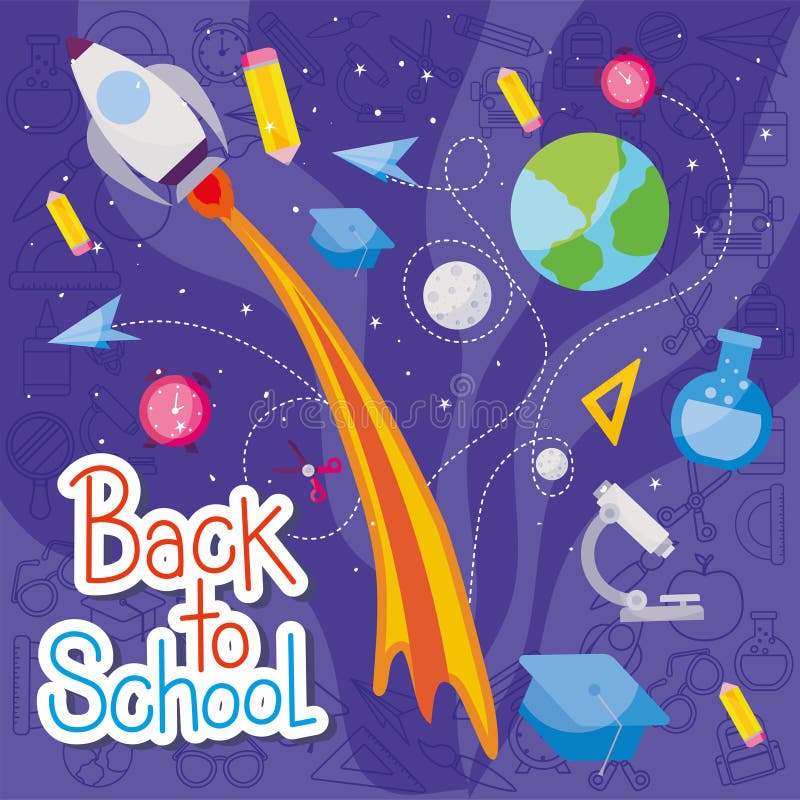 Rocket and Icon Set of Back To School Vector Design Stock Vector ...