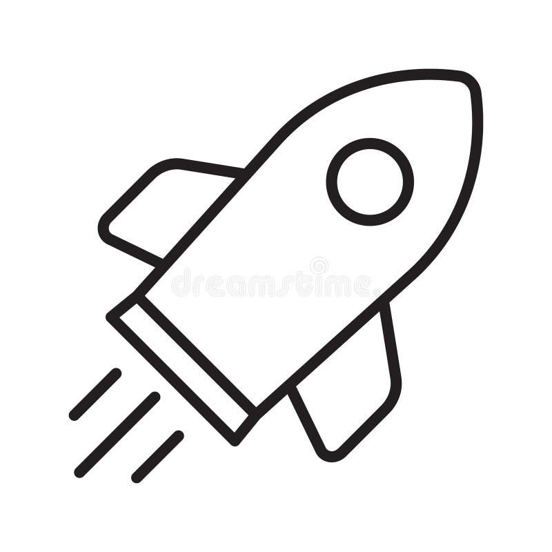Rocket Icon. Simple Outline Rocket Sign. Rocket Launched Icon Stock ...