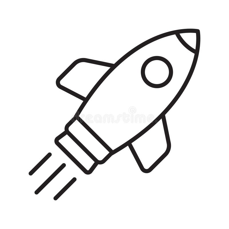 Rocket Icon. Simple Outline Rocket Sign. Rocket Launched Icon Stock ...