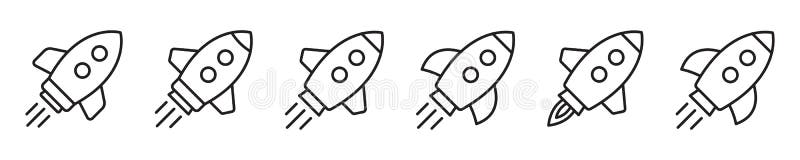 Rocket Icon. Simple Outline Rocket Signs Set. Rocket Launched Icon ...