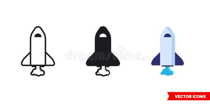 Rocket Icon of 3 Types. Isolated Vector Sign Symbol. Stock Vector ...