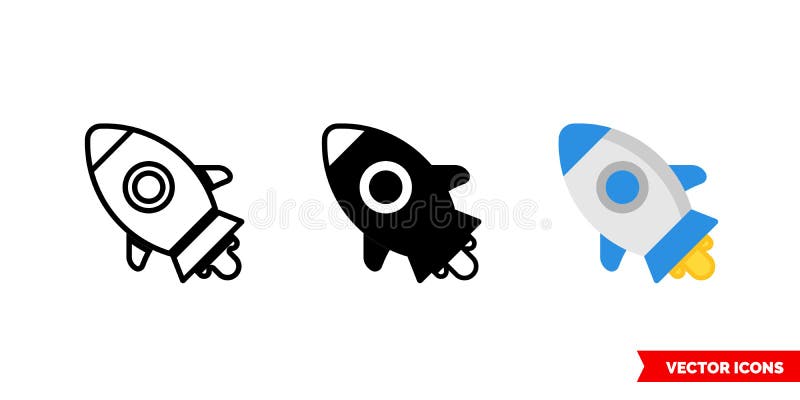 Rocket Icon of 3 Types. Isolated Vector Sign Symbol. Stock Vector ...