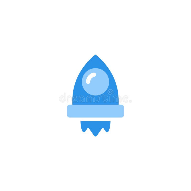 Rocket Icon Vector Blue Monochrome Color Stock Vector - Illustration of ...