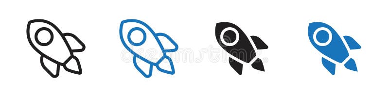 Rocket Icon Vector Set Outline Stock Illustration - Illustration of ...