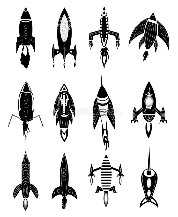 Space Rocket Vector Icon Set Stock Vector - Illustration of vector ...