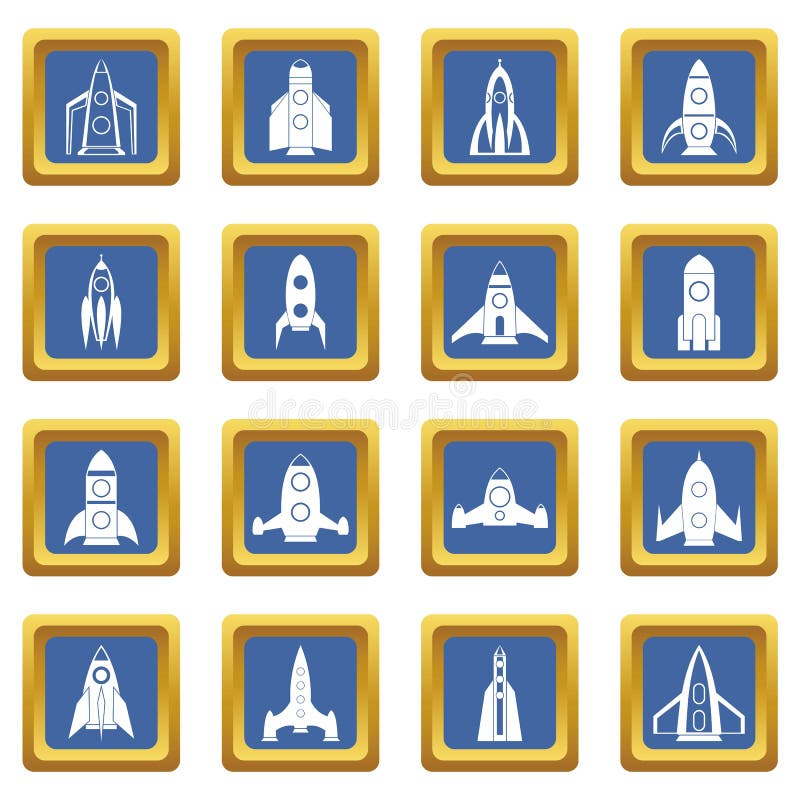 Rocket icons set blue stock vector. Illustration of space - 98007050