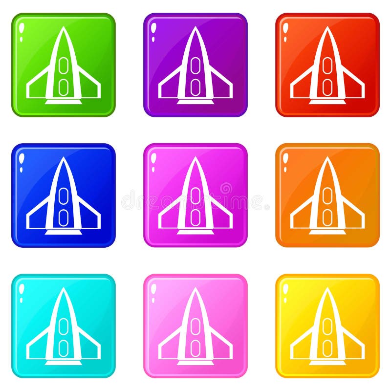 Rocket icons 9 set stock vector. Illustration of icon - 96084435