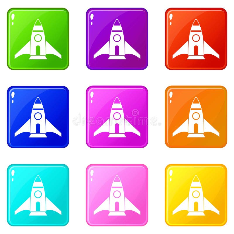 Rocket icons 9 set stock vector. Illustration of ship - 96084538