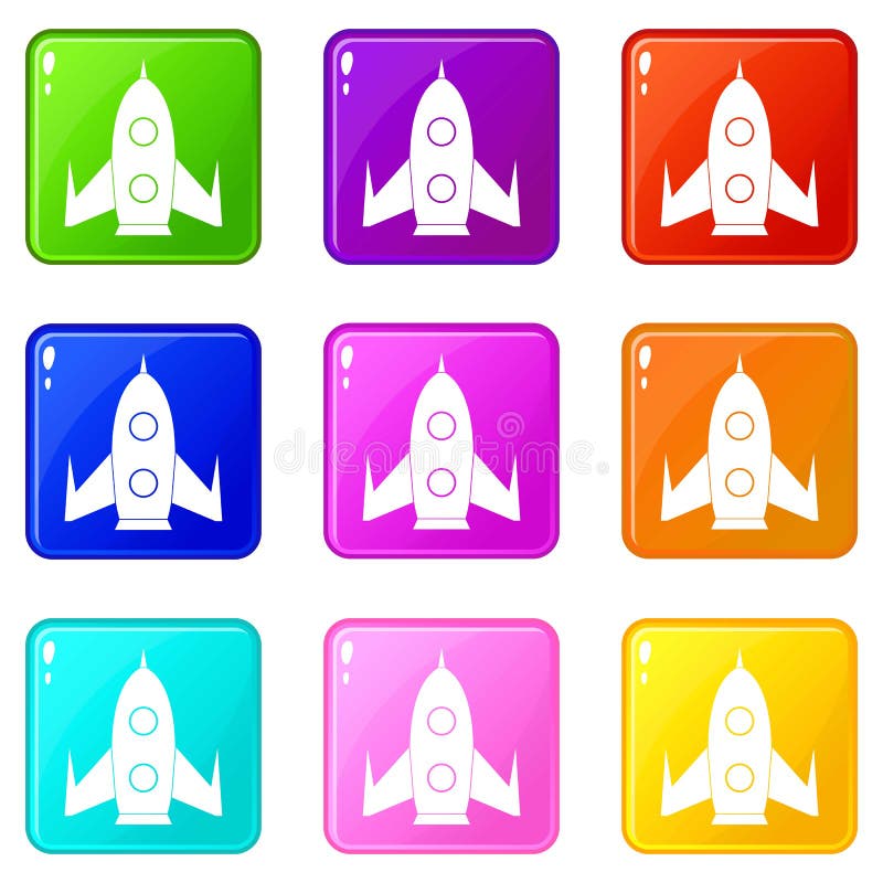 Rocket icons 9 set stock vector. Illustration of icon - 96084618