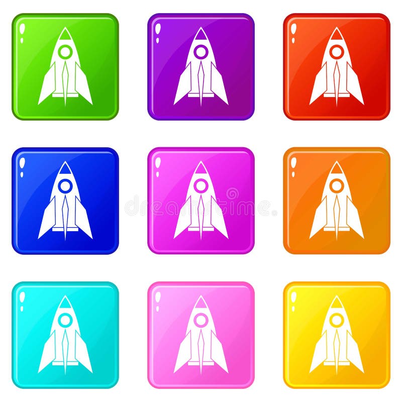 Rocket icons 9 set stock vector. Illustration of alien - 96084664