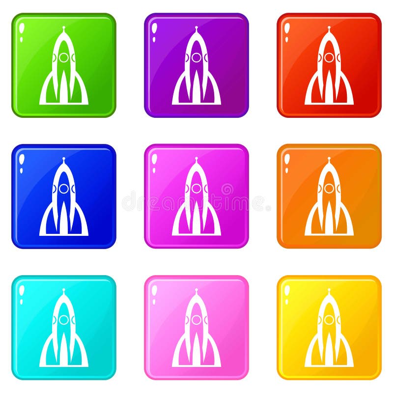 Rocket icons 9 set stock vector. Illustration of launch - 96085785