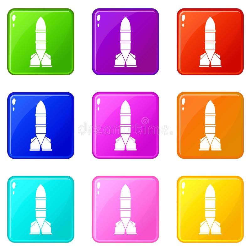 Rocket icons 9 set stock vector. Illustration of emblem - 96331828