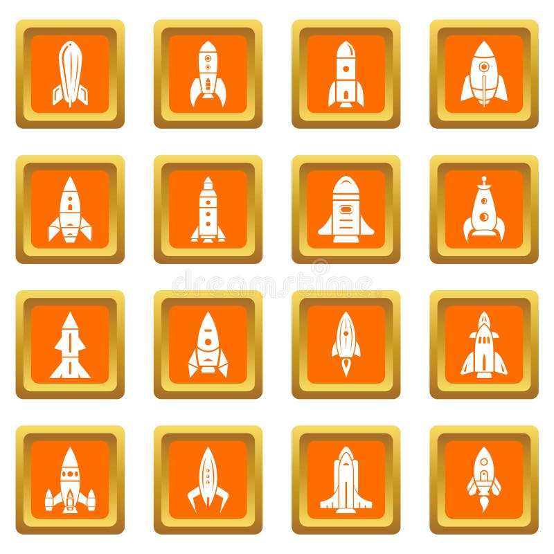 Rocket Ship Icons Orange Background Stock Illustrations – 60 Rocket ...